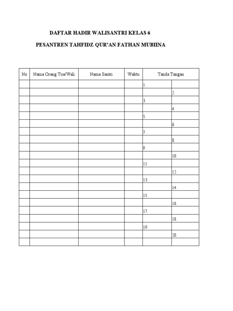 Daftar Hadir Wisuda | PDF