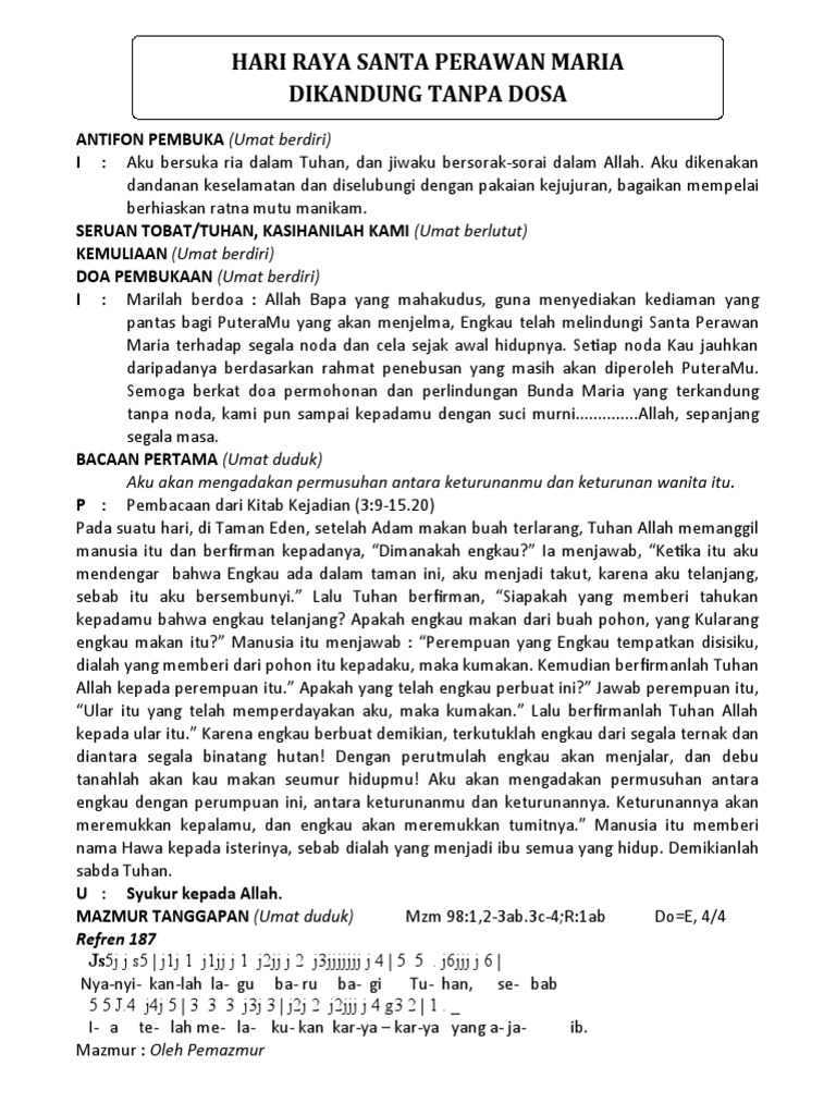 Teks Misa 8 Desember | PDF