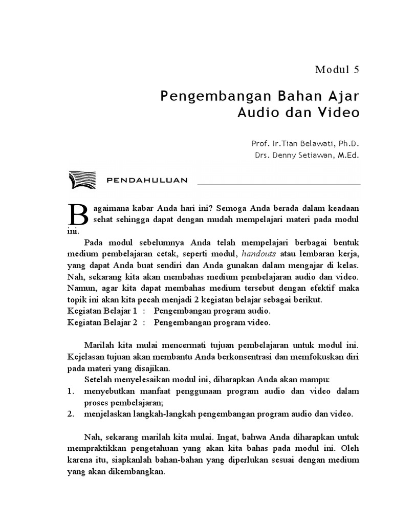 Pengembangan Bahan Ajar Audio Dan Video: Modul 5 | PDF