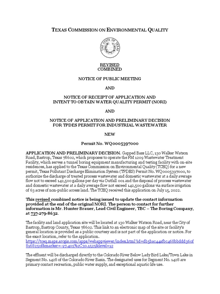 The Boring Company Wastewater Disposal Permit | PDF | Clean Water Act ...