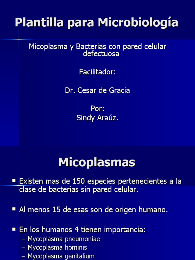 Plantilla de Micoplasma y Bacterias Con Pared Celular Defectuosa | PDF | Micoplasma ...