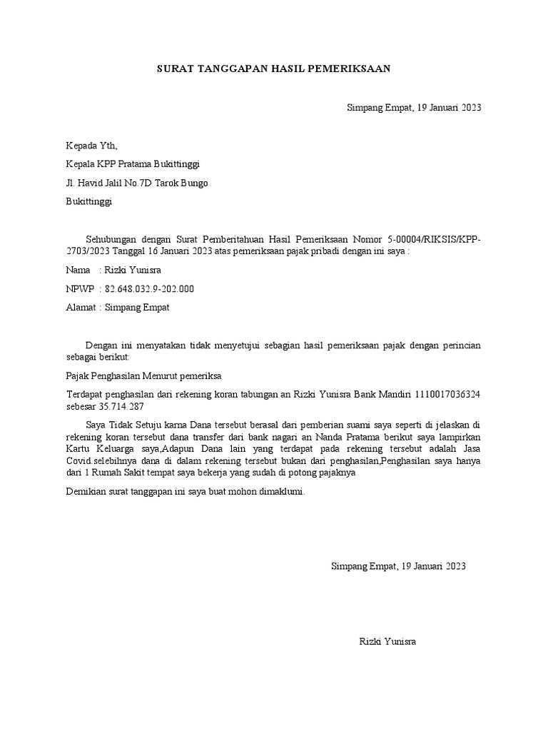 Surat Tanggapan | PDF