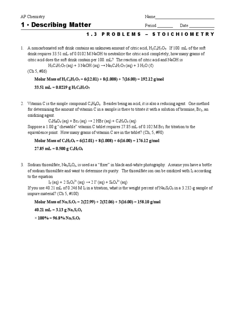Ap Chem | PDF | Mole (Unit) | Nitrate