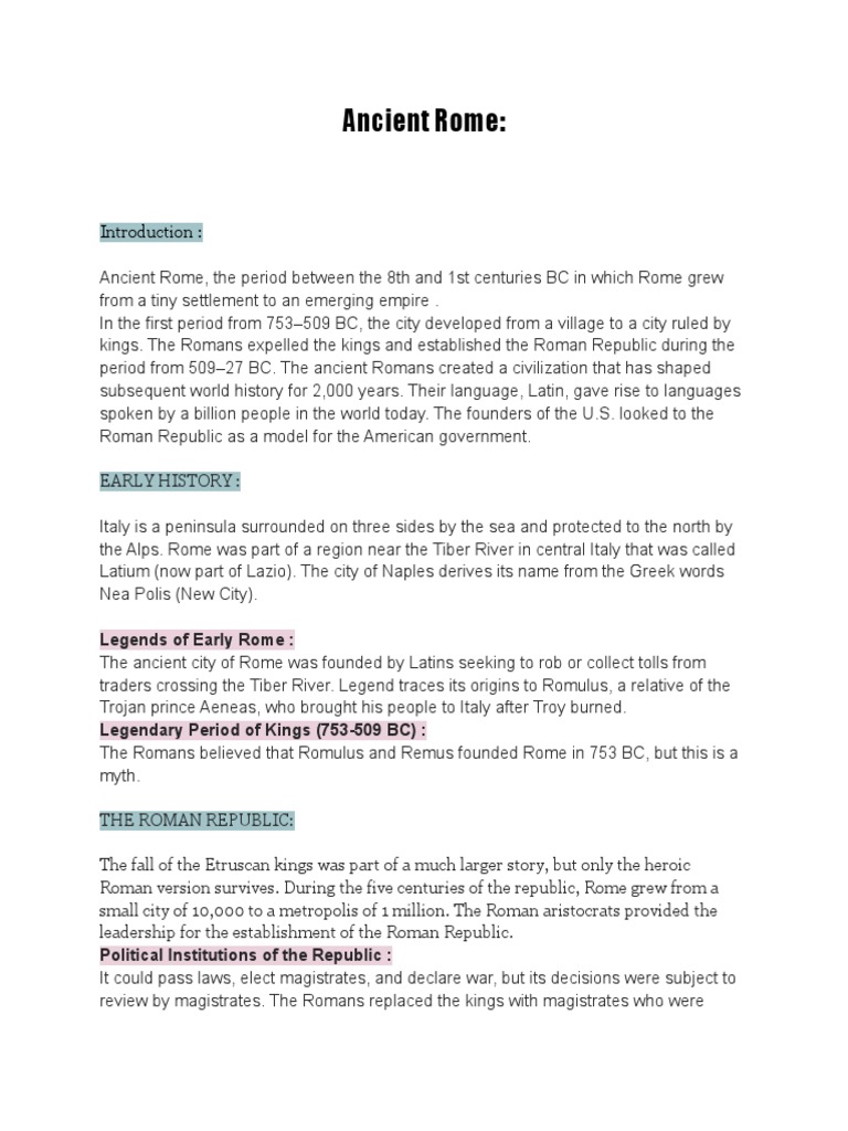 Ancient Rome | PDF | Roman Republic | Ancient Rome