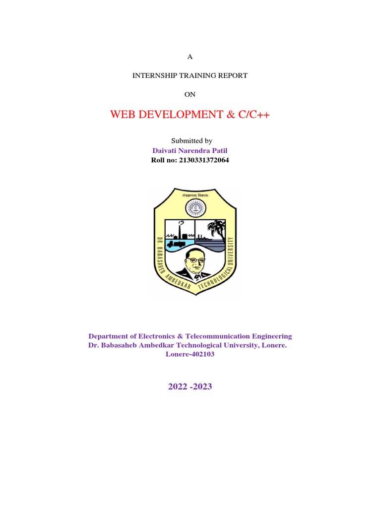 Internship Report Format PDF | PDF | Php | Html
