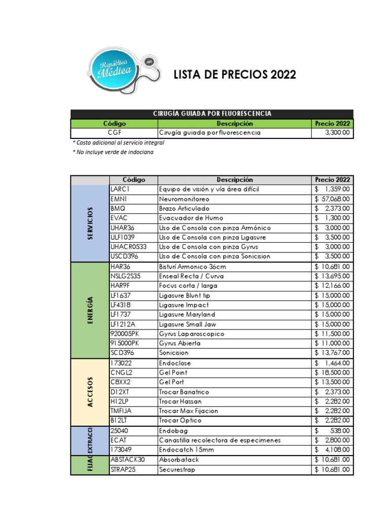 Lista de Precios 2022 | PDF | Equipo