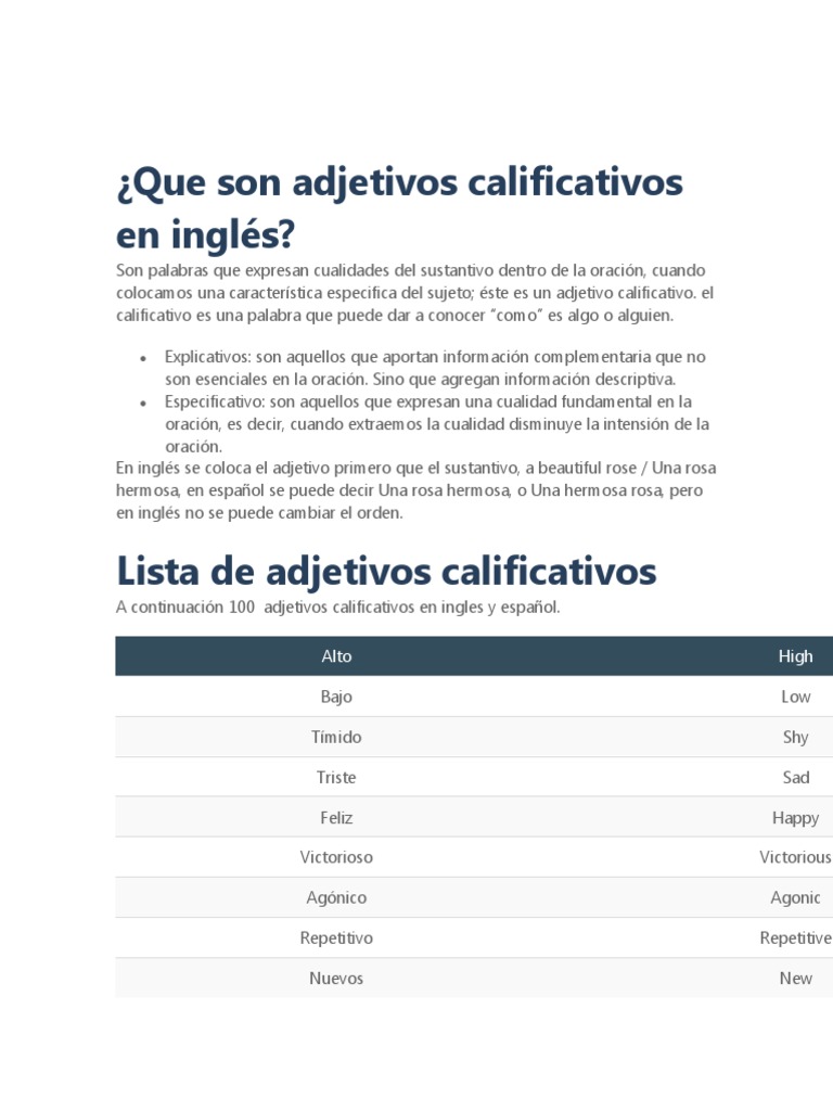 Adjetivos Calificativos | PDF | Lingüística | Componentes