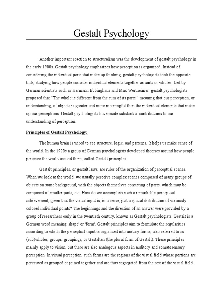 Gestalt Psychology | PDF | Perception | Cognition