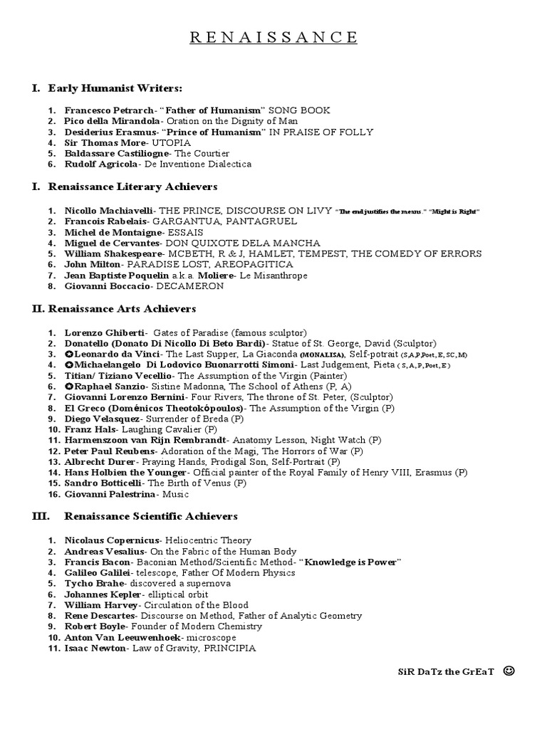 Key Figures of the Renaissance Era | PDF | Renaissance | Heliocentrism