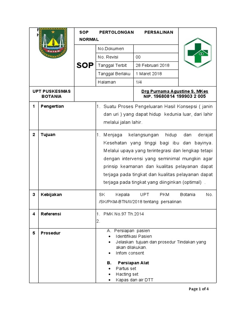 Sop Persalinan VK | PDF | Kesehatan Holistik