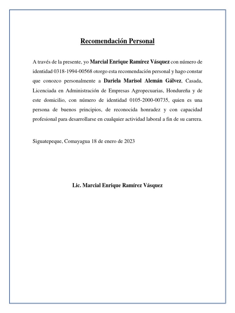 Recomendación Personal,,vvv (1) - 1 PDF | PDF
