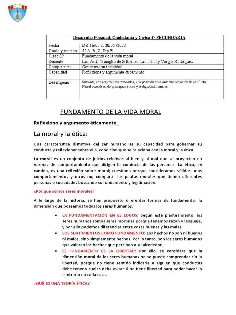 Fundamento Ce La Vida Moral | PDF | Felicidad | Moralidad