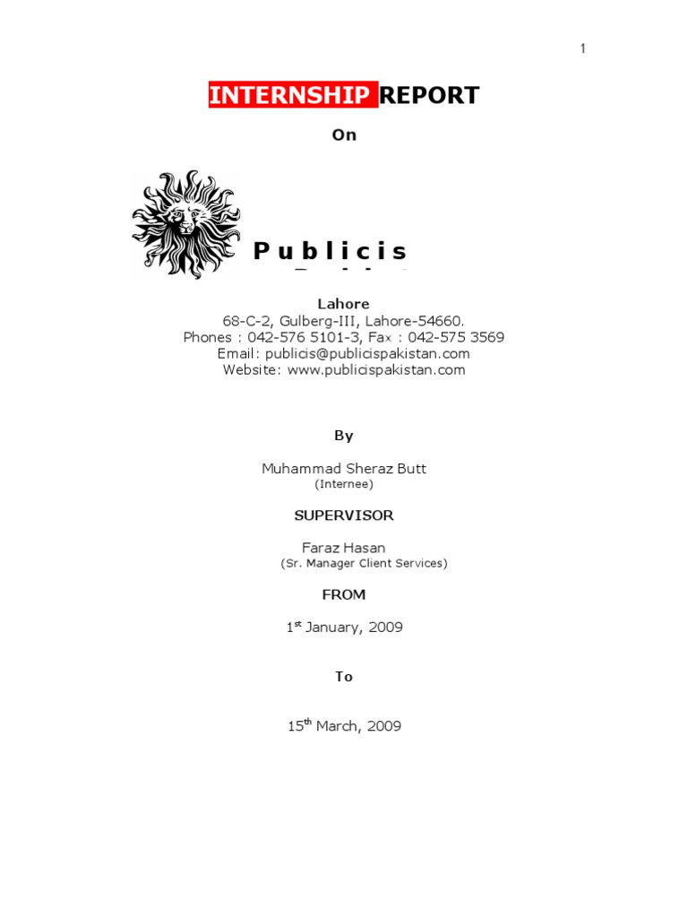 Internship Report | PDF | Advertising | Public Relations