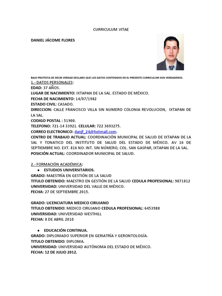 Curriculum Vitae Actual | PDF | Universidad