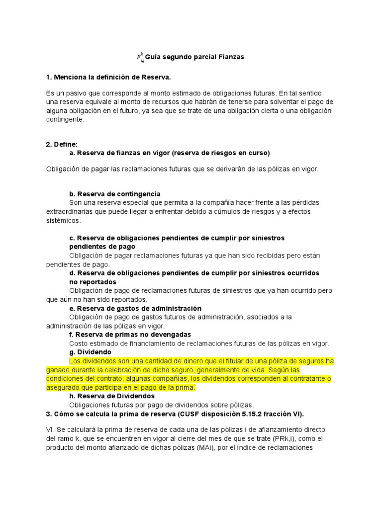 Guía Segundo Parcial-Fianzas | PDF | Actuario | Reaseguro