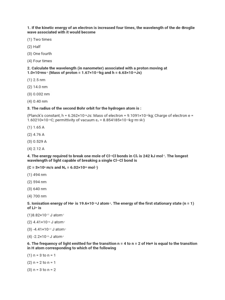 Atomic Structure Questions PDF | PDF | Atomic Orbital | Electron Atomic Structure Questions PDF | PDF | Atomic Orbital | Electron