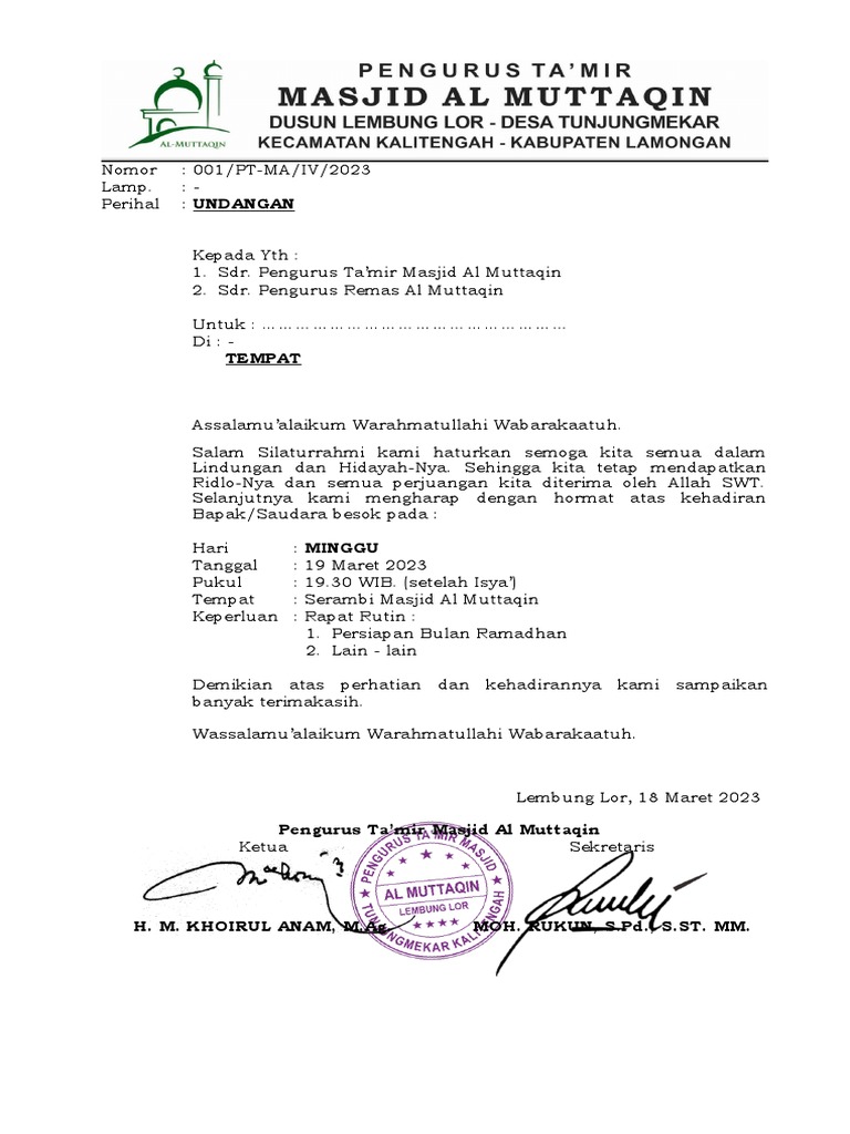 Undangan Masjid | PDF