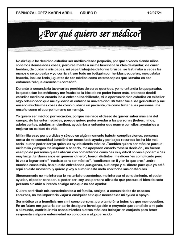 Por Que Quiero Ser Medico | PDF