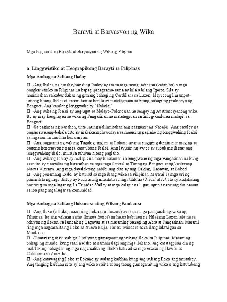 Mga Ambag Na Salita Sa Ating Wikang Pambansa | PDF