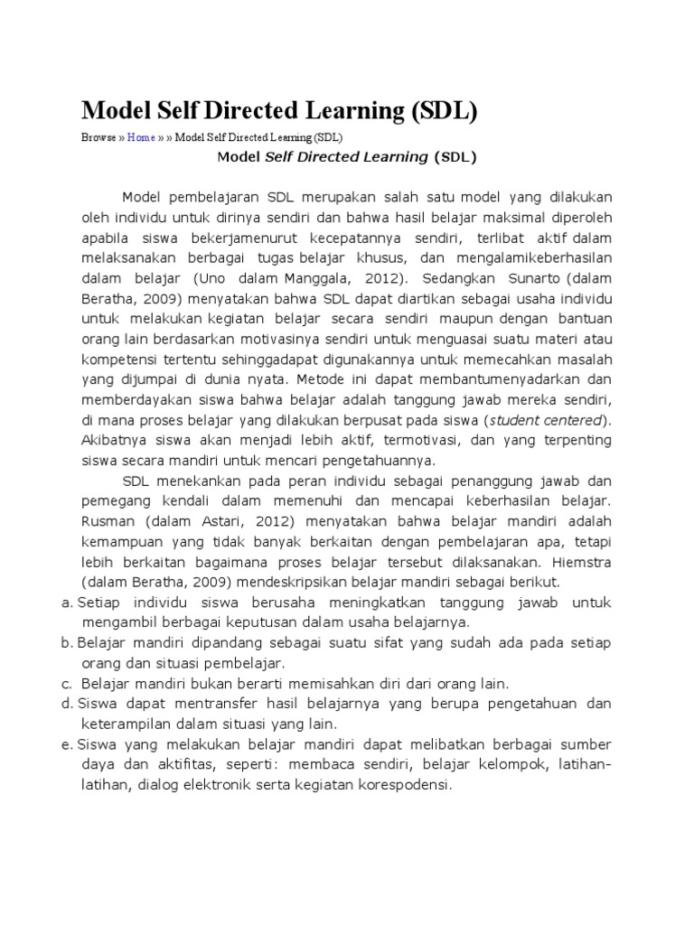 Model Self Directed Learning | PDF