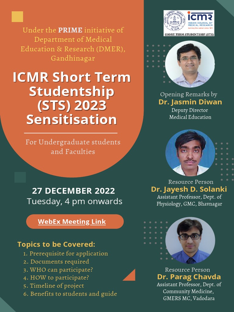 ICMR Short Term Studentship (STS) 2023 Sensitisation - 2 | PDF | Self ...