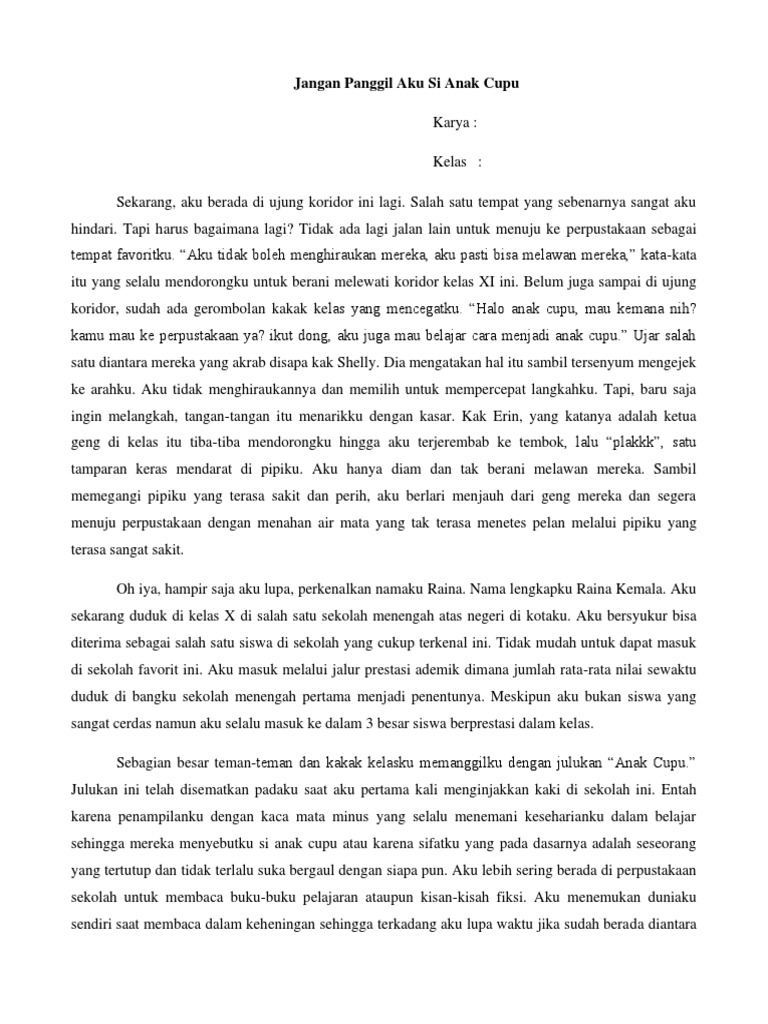 Jangan Panggil Aku Si Anak Cupu Karya Muh - Alif Al Thufail | PDF