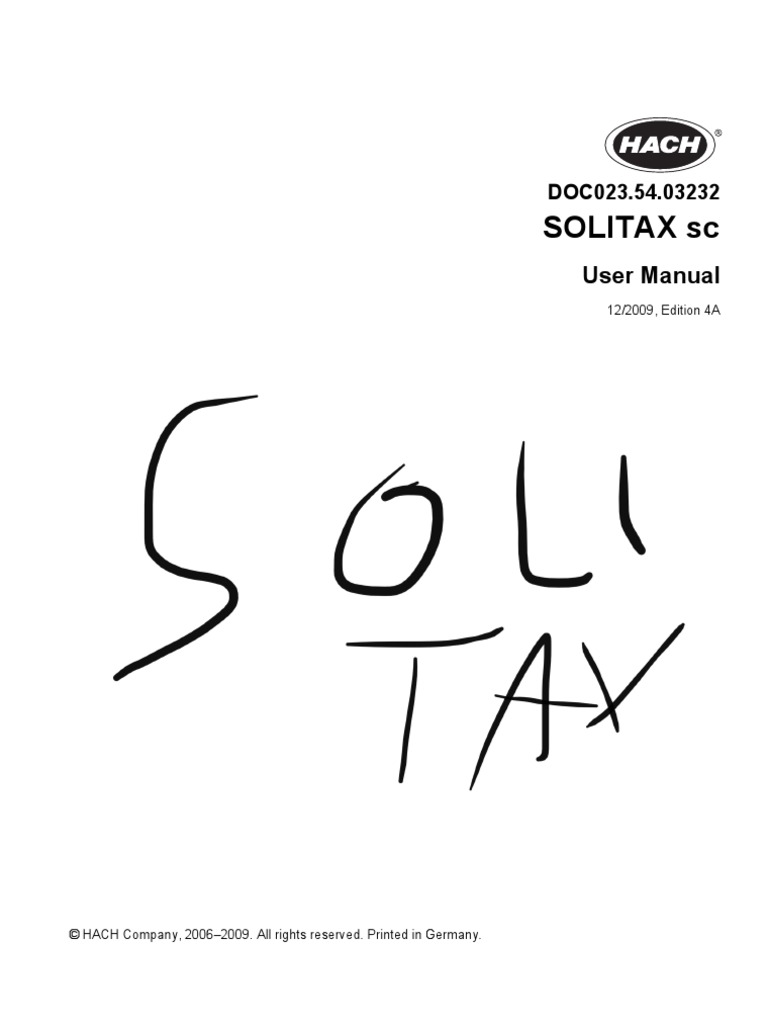 Solitax User Manual PDF | PDF | Calibration | Pipe (Fluid Conveyance)