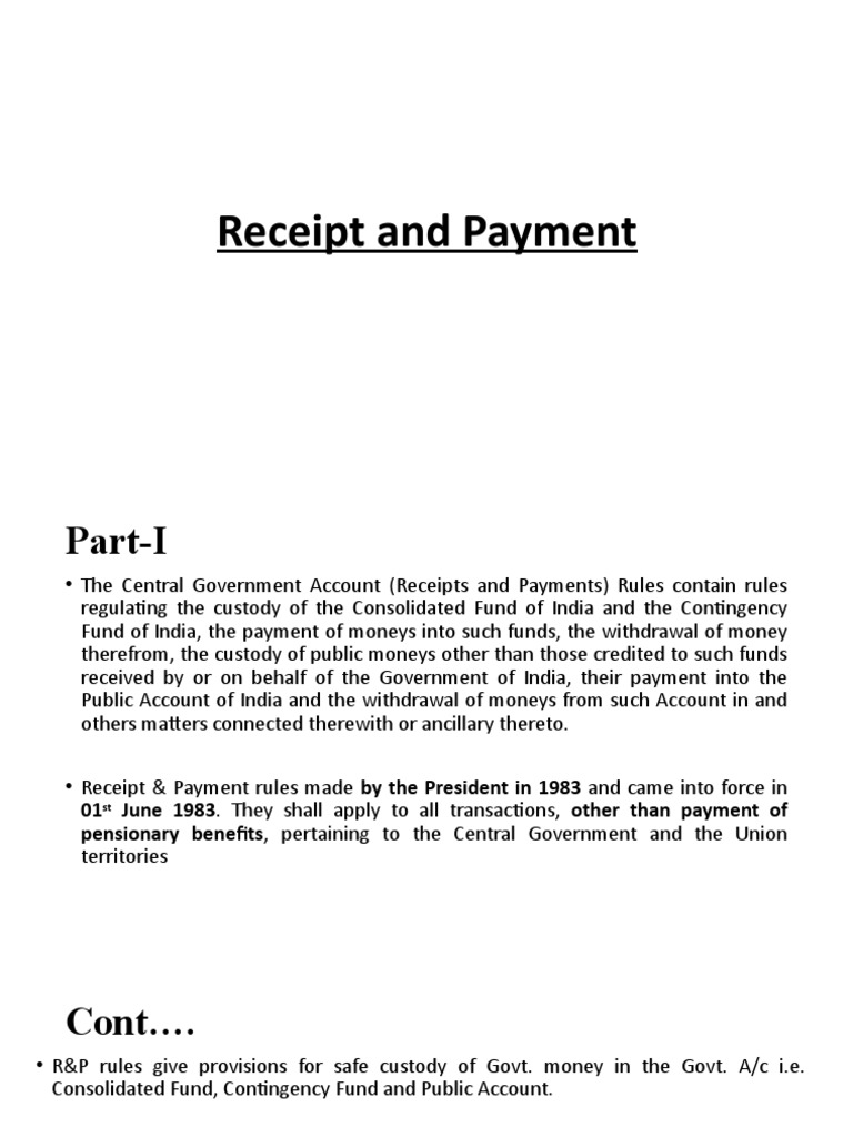 Central Government Receipt & Payment Rules | PDF | Cheque | Payments