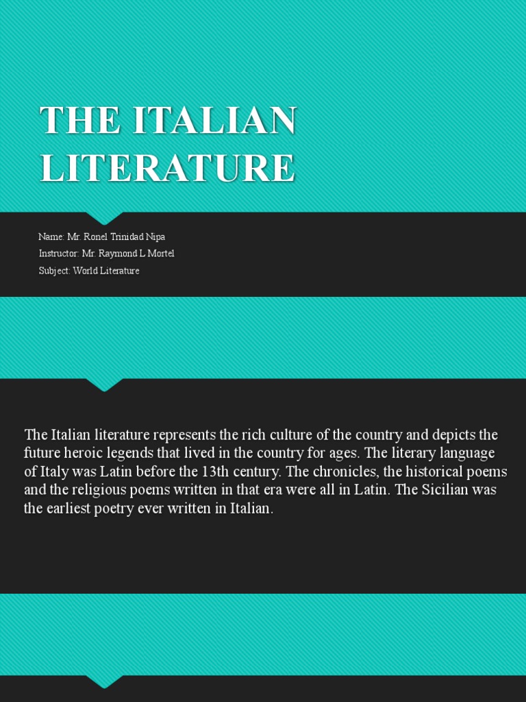 Overview of Italian Literature History | PDF | Dante Alighieri ...