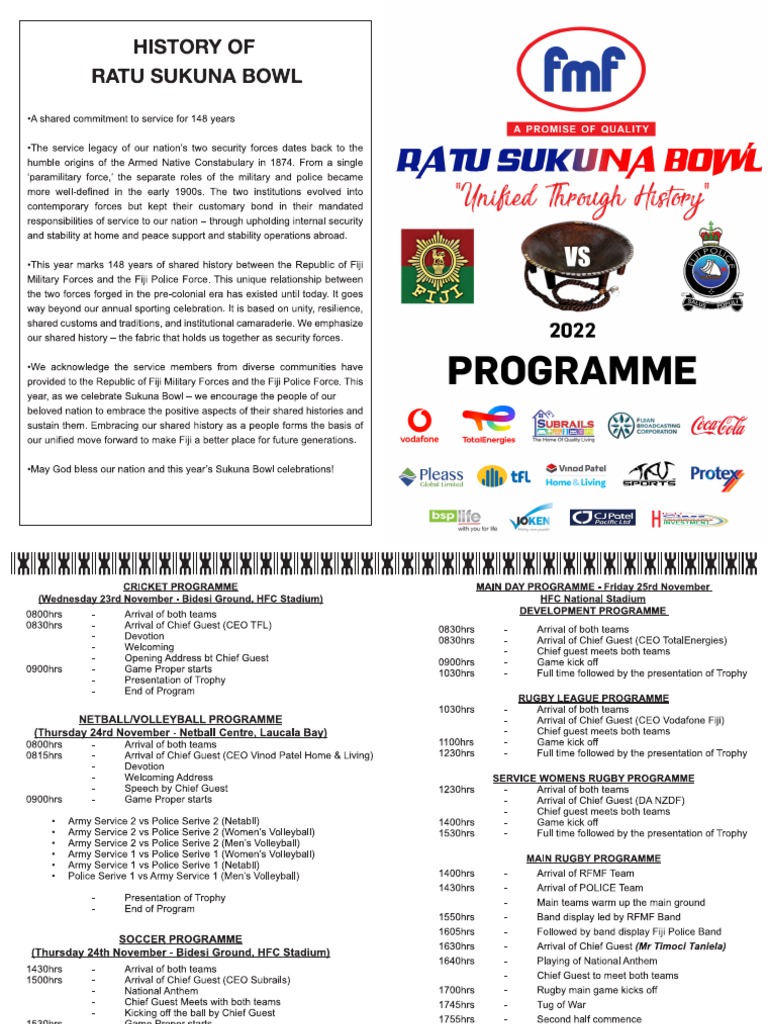 Ratu Sukuna Bowl Programme | PDF