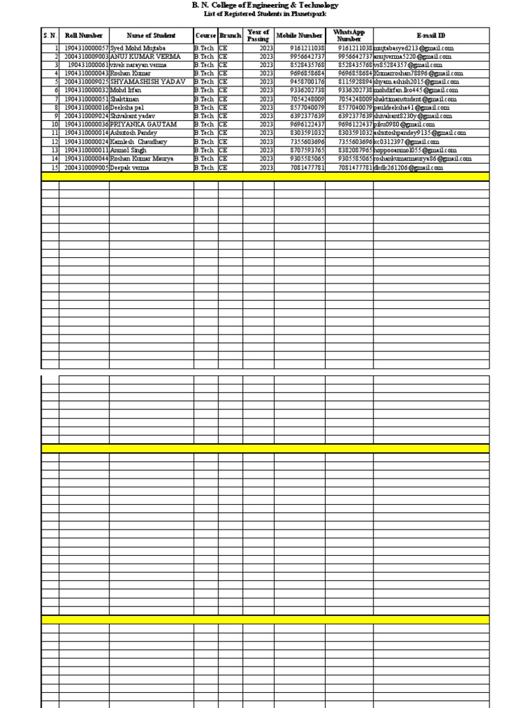 Planetspark List1 | PDF