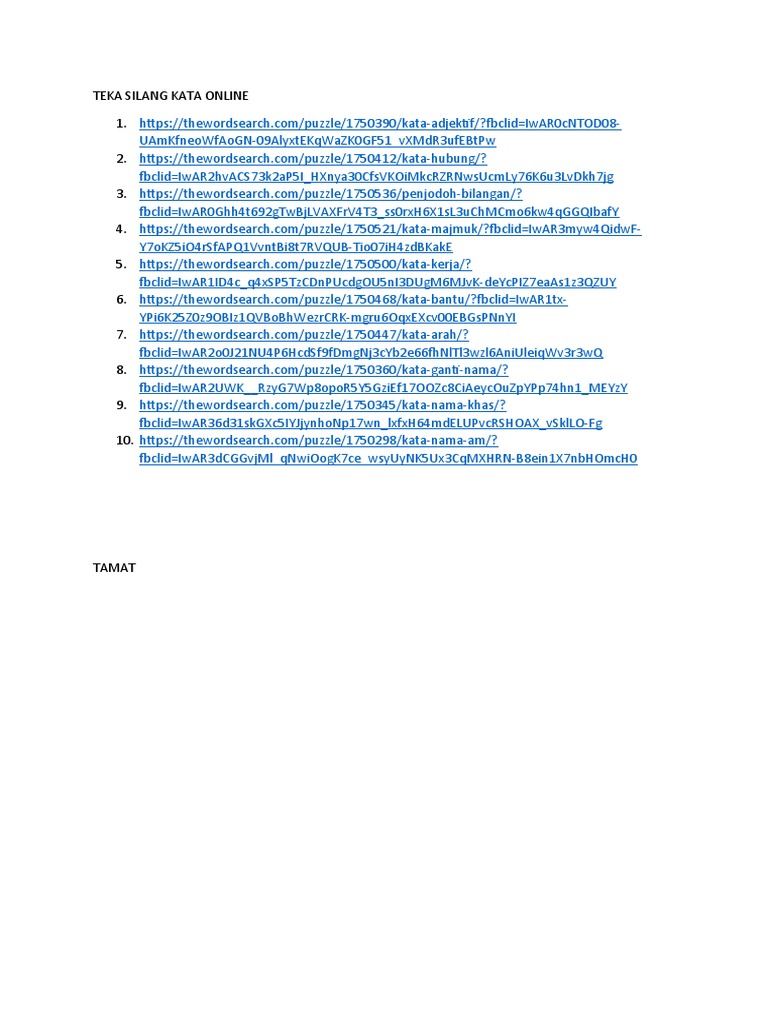 Link Teka Silang Kata Online | PDF