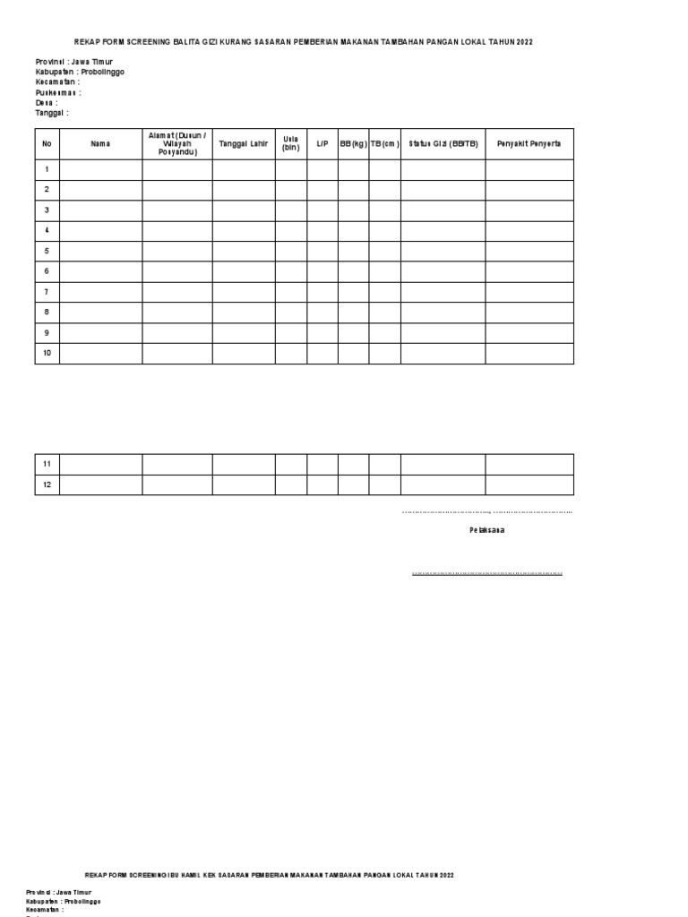 Rekap Form Screening | PDF