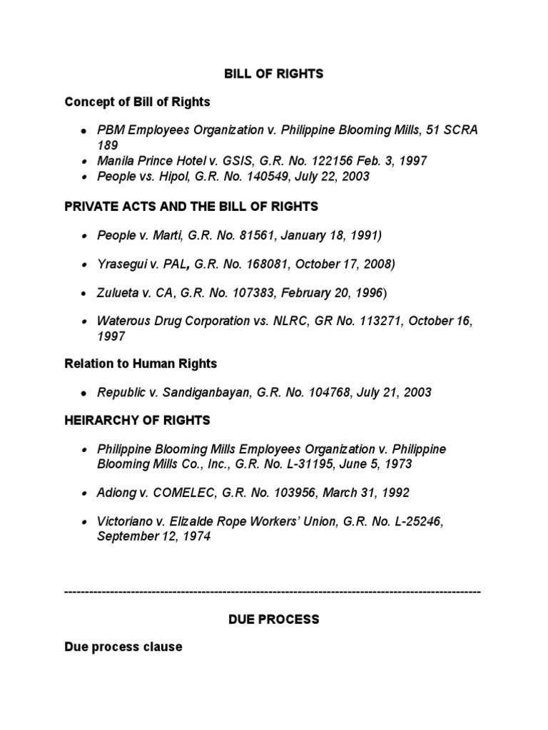 Overview of the Bill of Rights in the Philippines | PDF | Due Process ...