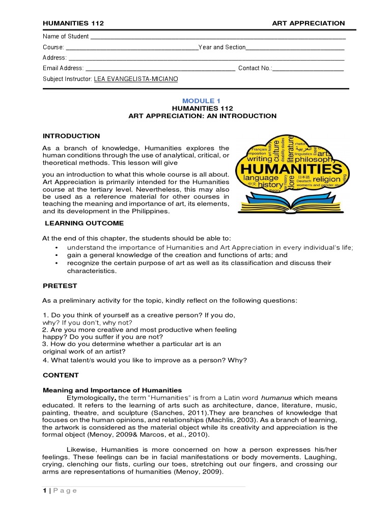 ART-APPRE - Module 1 | Download Free PDF | The Arts | Paintings
