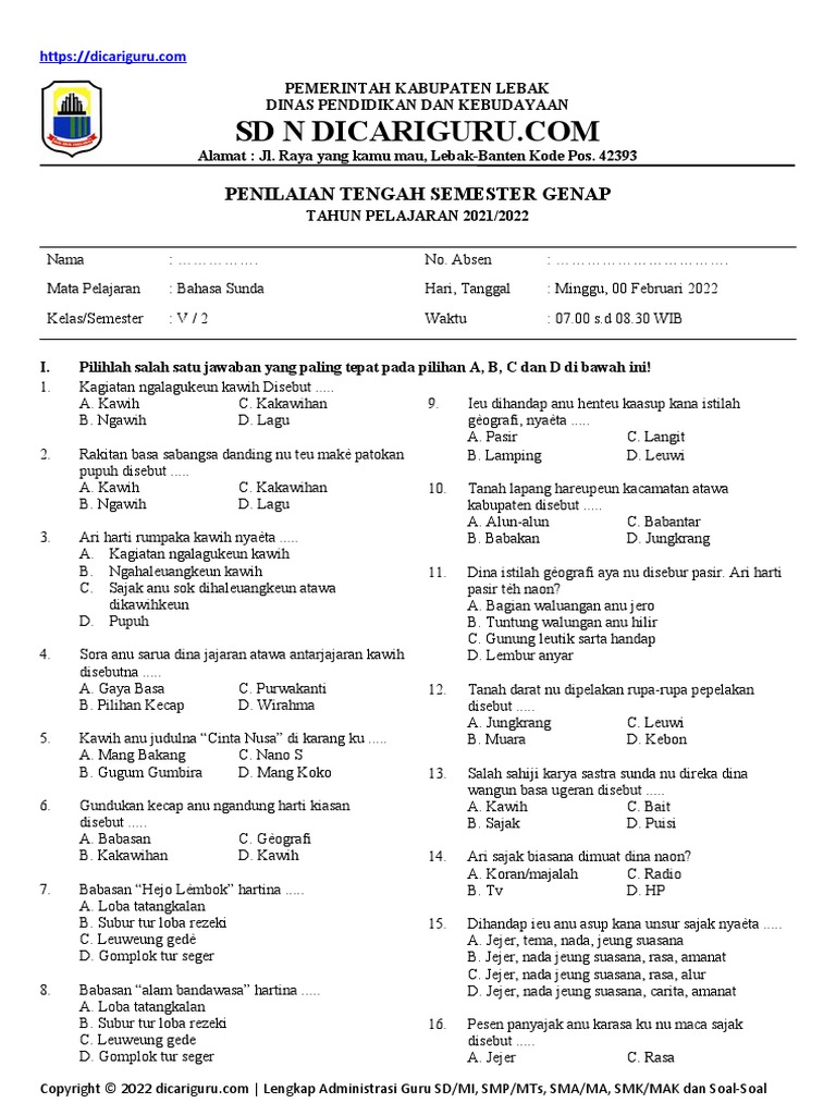 PTS II Bhs Sunda V | PDF