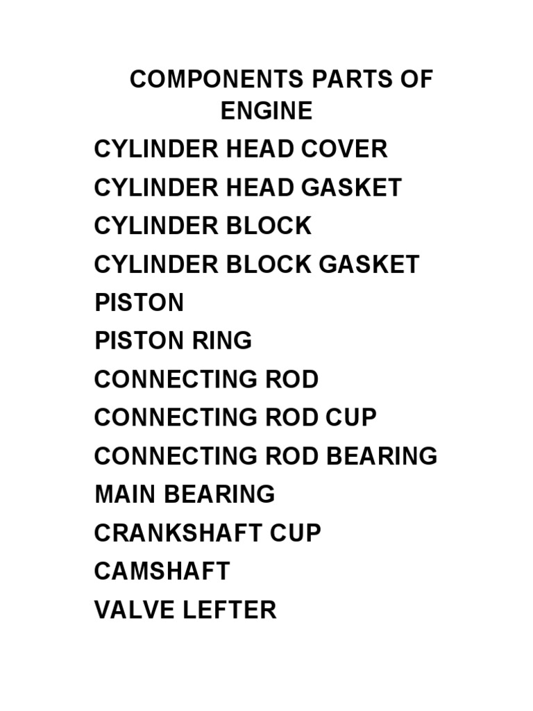 Components Parts of Engine | PDF