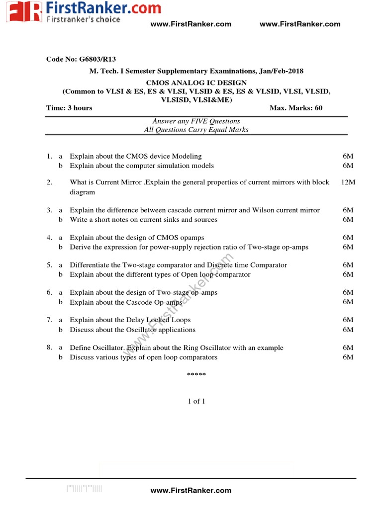 JNTUK-M Tech-2018-1st Semester-Feb-R17 R16 R15 R13-G6803022018 CMOS ANALOG IC PDF | PDF ...