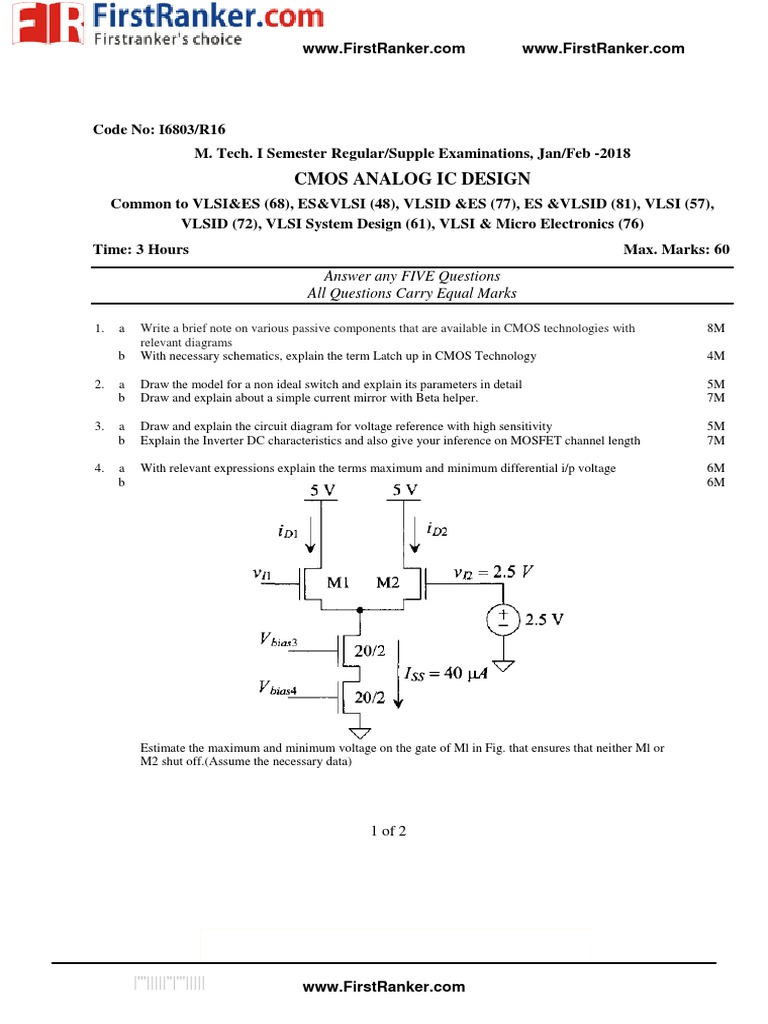 JNTUK-M Tech-2018-1st Semester-Feb-R17 R16 R15 R13-I6803022018 CMOS ANALOG IC PDF | PDF | Cmos ...