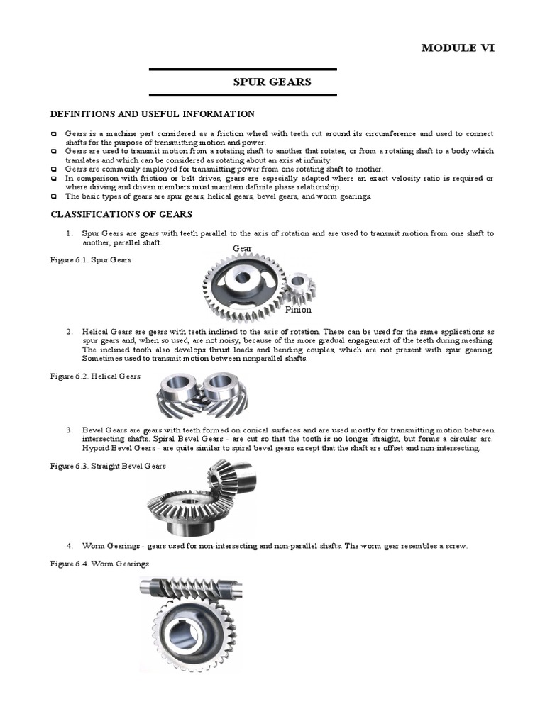MODULE 6 - Spur Gear | PDF | Gear | Manufactured Goods