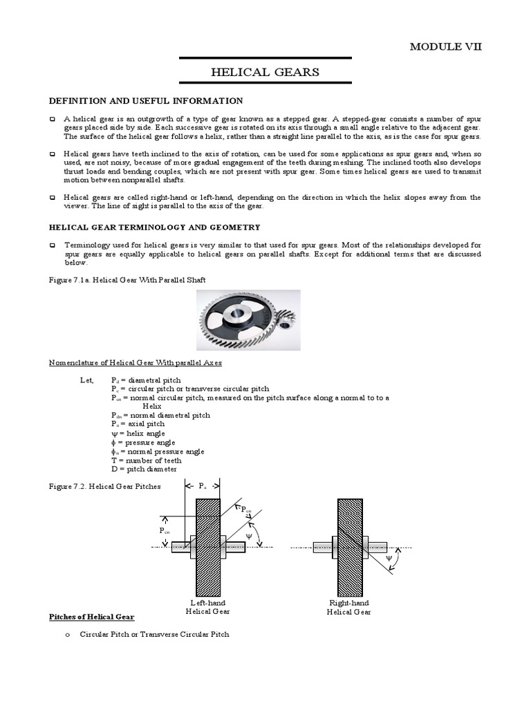 MODULE 7 - Helical Gear | PDF | Gear | Axle