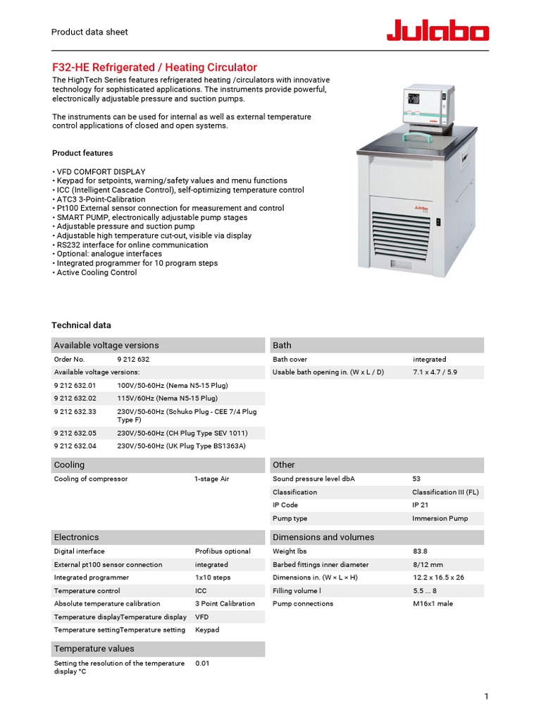 Julabo F32 He 9212632 en Us | PDF | Pump | Viscosity