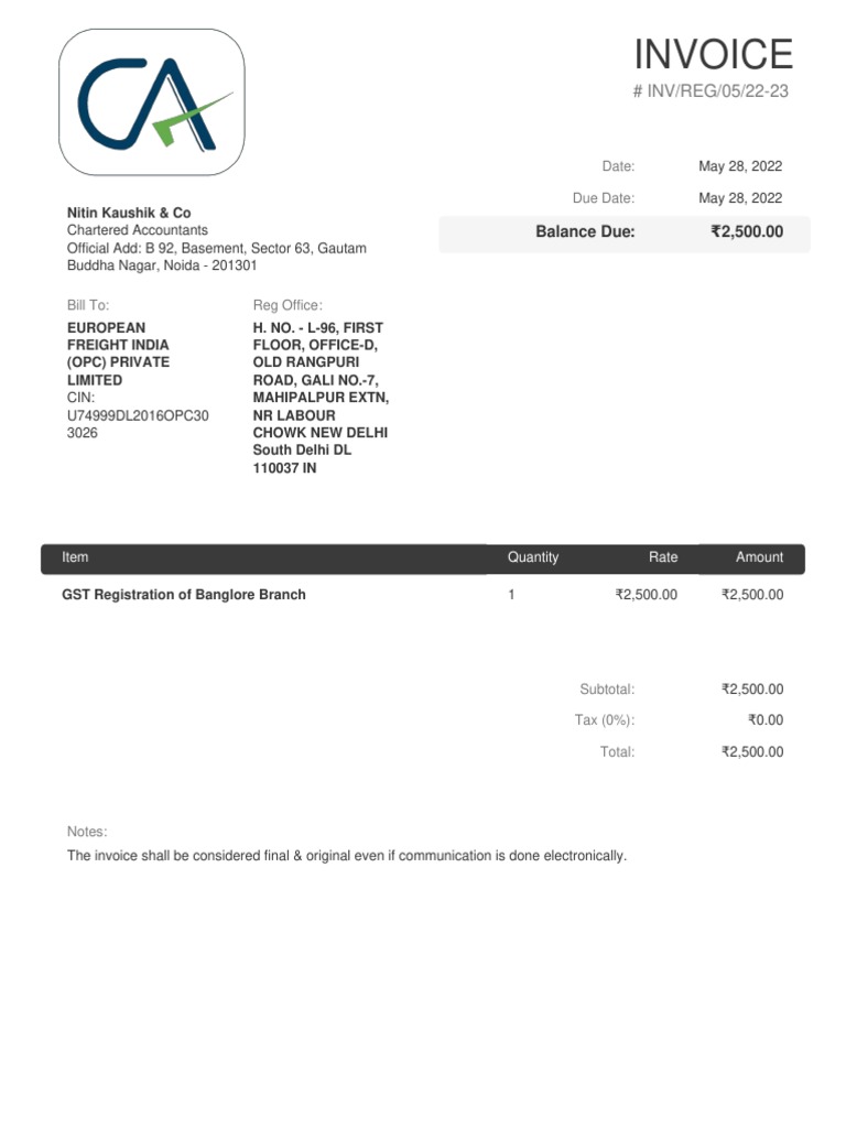 Invoice # INV - REG - 05 - 22-23 | PDF