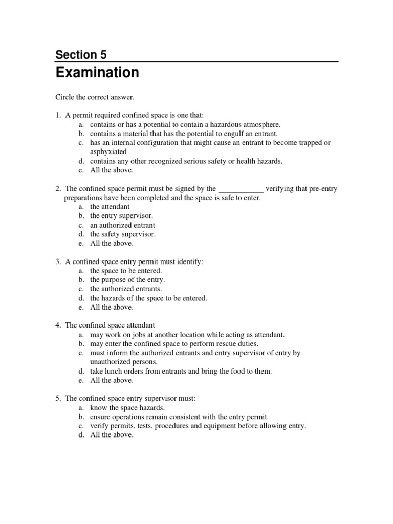Confined Space Examination | PDF