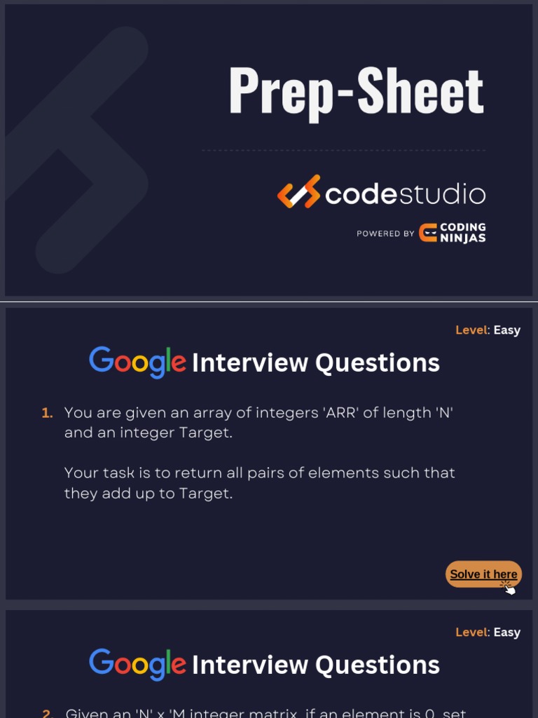 Google Coding Interview Prep | PDF | Matrix (Mathematics) | Mathematics
