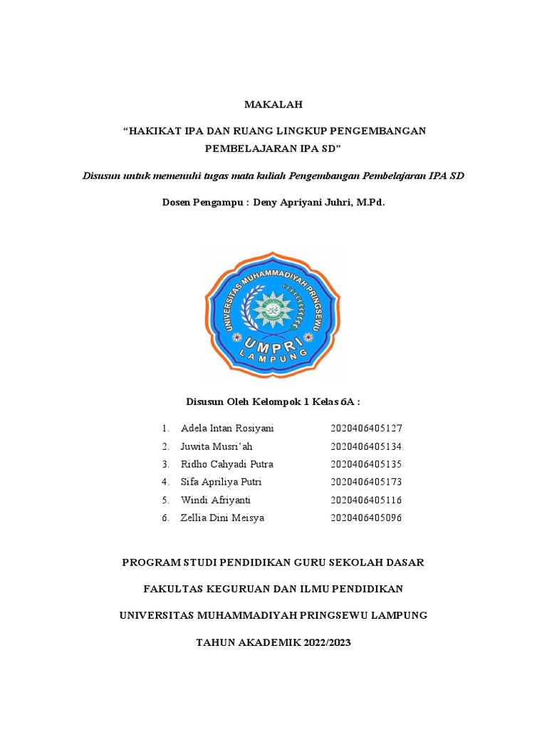Bismillah Makalah Ipa Kel.1 Fiks | PDF | Karier & Perkembangan