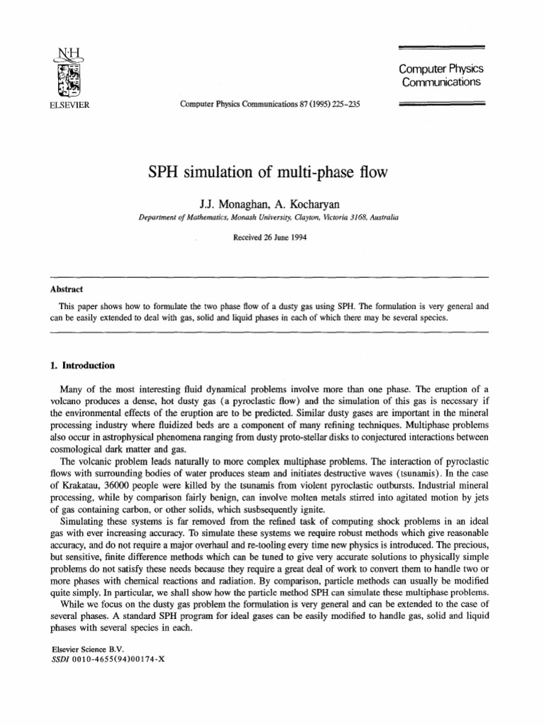 SPH Simulation of Multi-Phase Flow: Computer Physics Communications | PDF | Gases | Viscosity