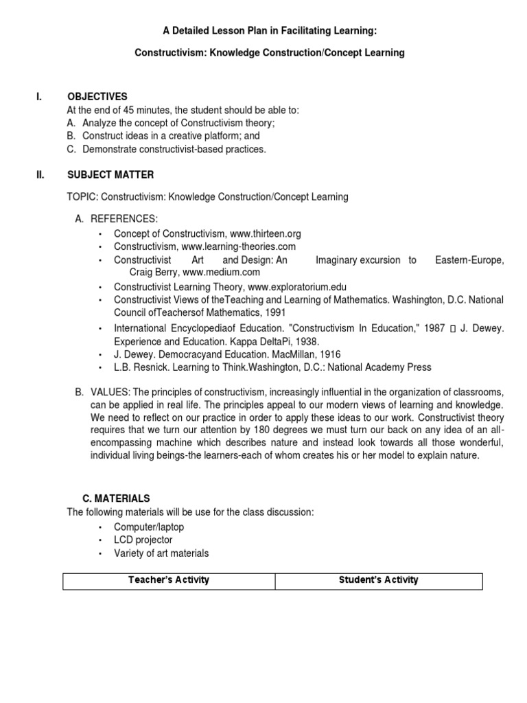 Facilitating learner-Centered learning Lesson Plan | PDF ...