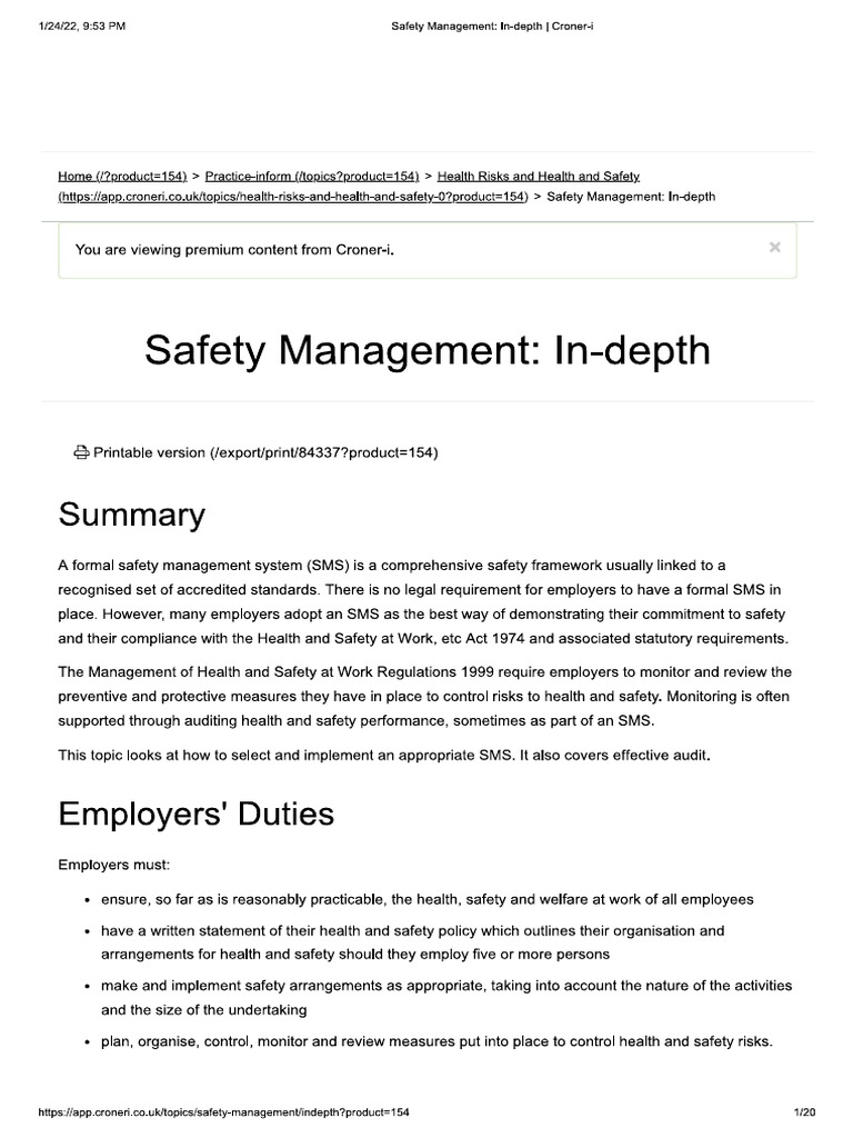 Safety Management - in Depth | PDF