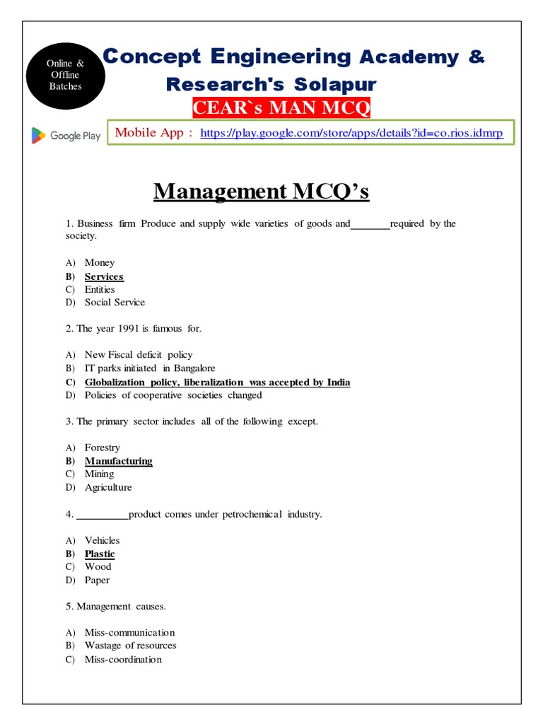 MAN Imp MCQ For Ut-1 | PDF | Taxes | Inventory
